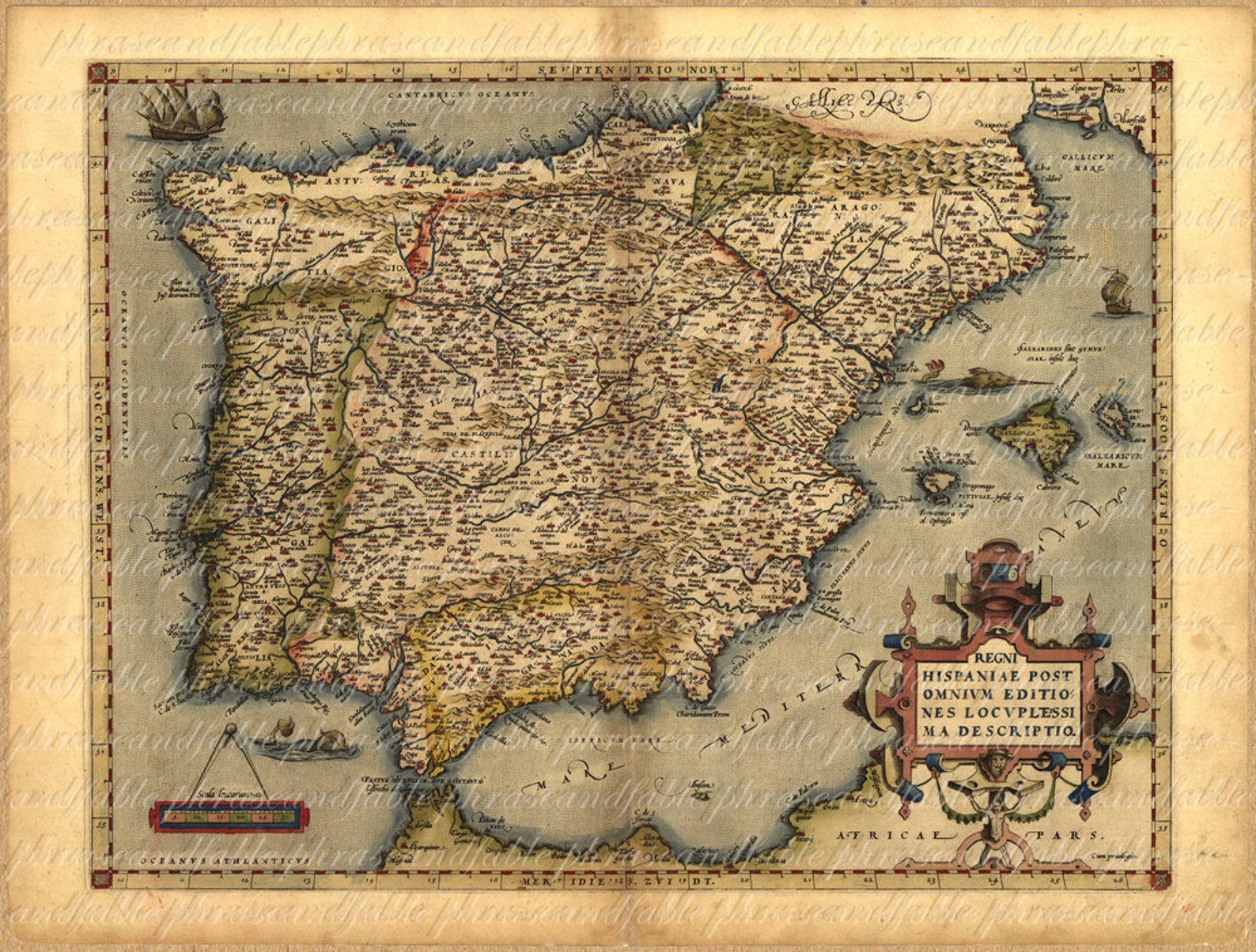 Map of Spain From the 1500s 042 Madrid Old World Cartography Adventure ...
