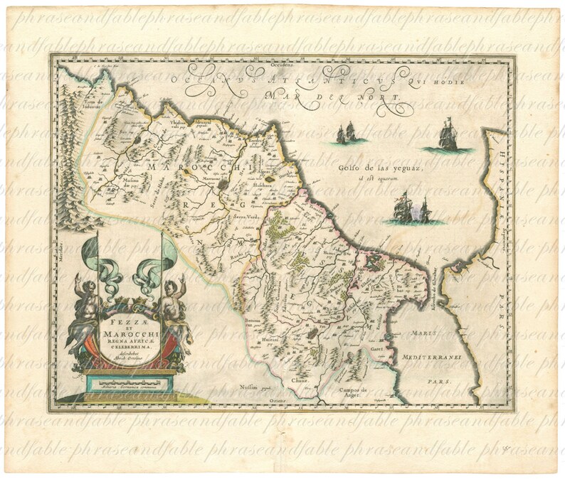 Map of Morocco From the 1600s 088 Ancient Old World Cartography ...