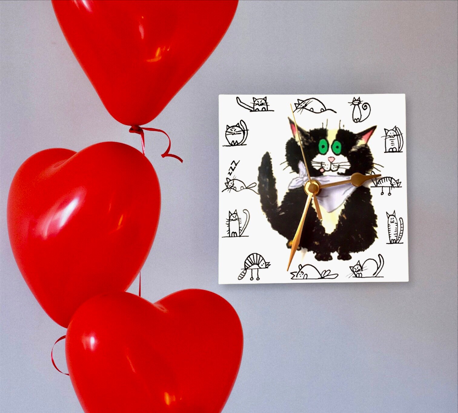 Wall Hanging Tile Cat Clock Cat Clock Keepsake Unique Gift - Etsy UK