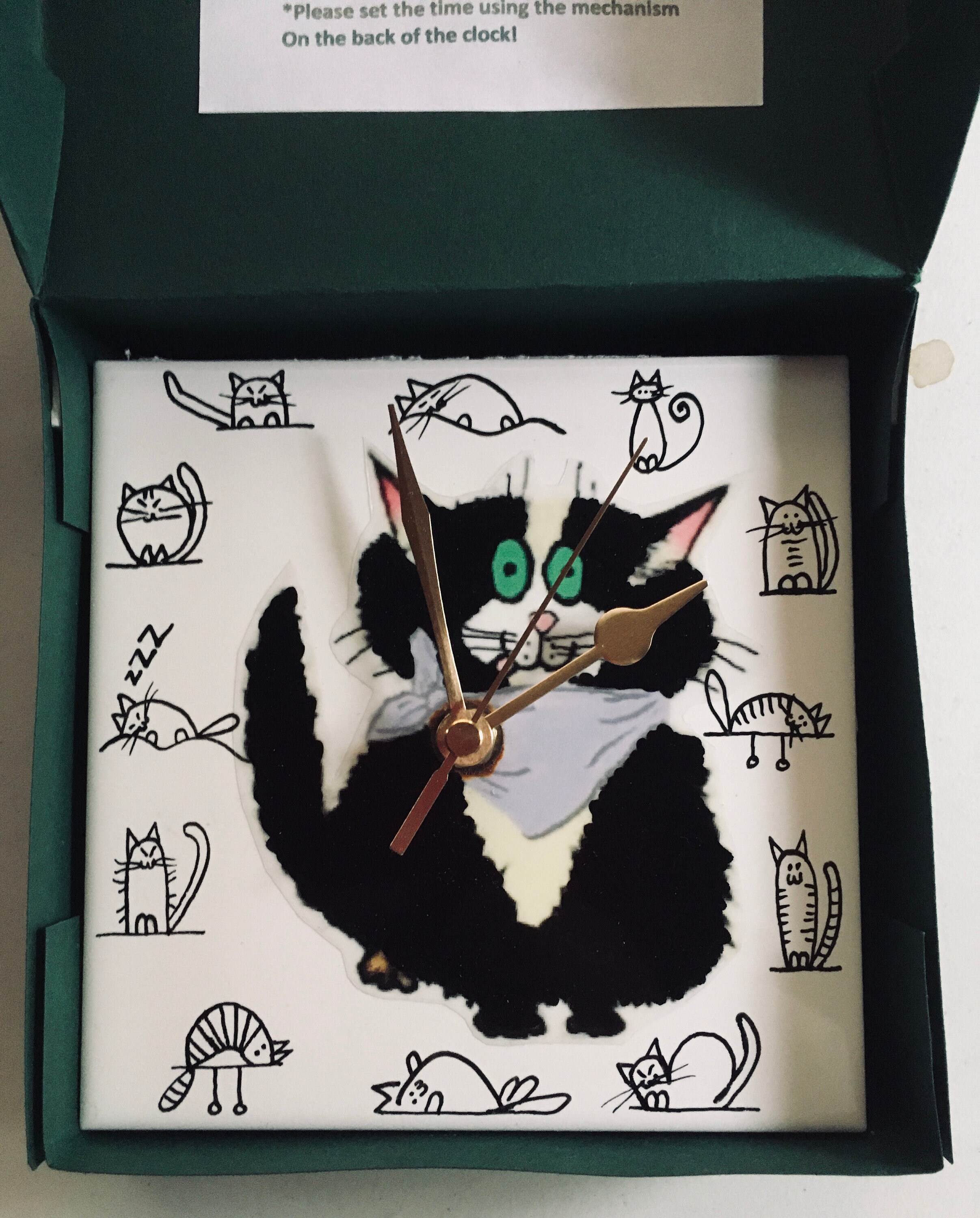 Wall Hanging Tile Cat Clock Cat Clock Keepsake Unique Gift - Etsy UK