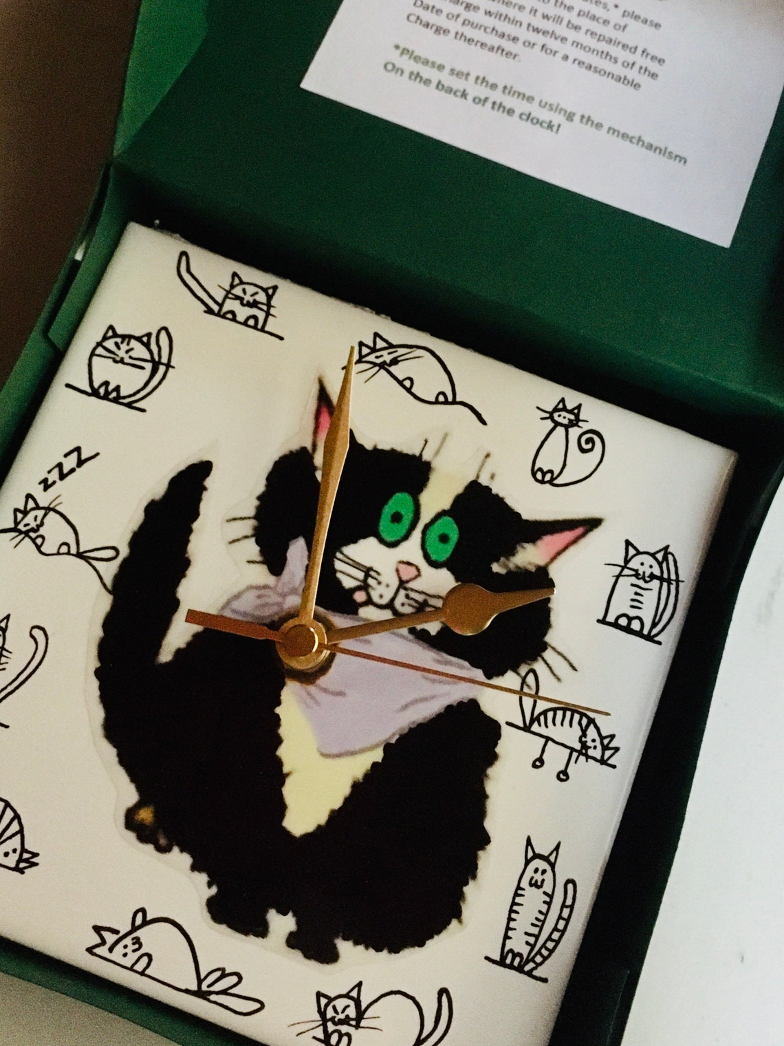 Wall Hanging Tile Cat Clock Cat Clock Keepsake Unique Gift - Etsy UK