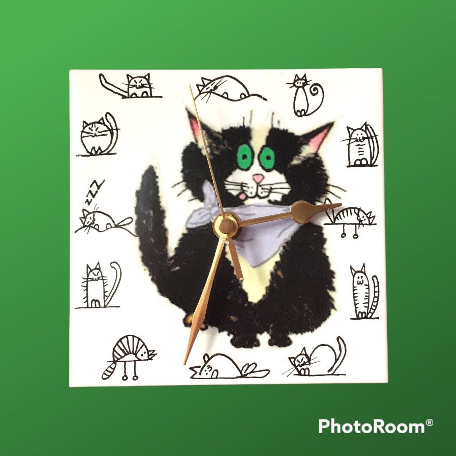 Wall Hanging Tile Cat Clock Cat Clock Keepsake Unique Gift | Etsy UK