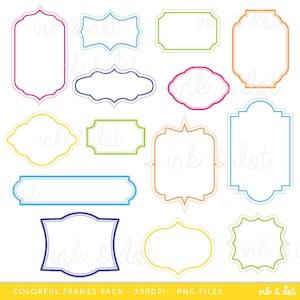 Rainbow Frames Clipart: Vintage Label Designs (digital Download) - Etsy