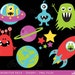 Outer Space Clip Art, Aliens Clipart, Spaceship, Planets, Stars, Galaxy ...