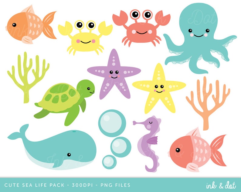 Ocean Clip Art, Nautical Clipart, Sea Life Clipart, Whale Clipart ...
