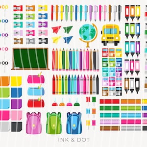 Back to School Clipart Bundle, Classroom Supplies Clipart, Teacher ...