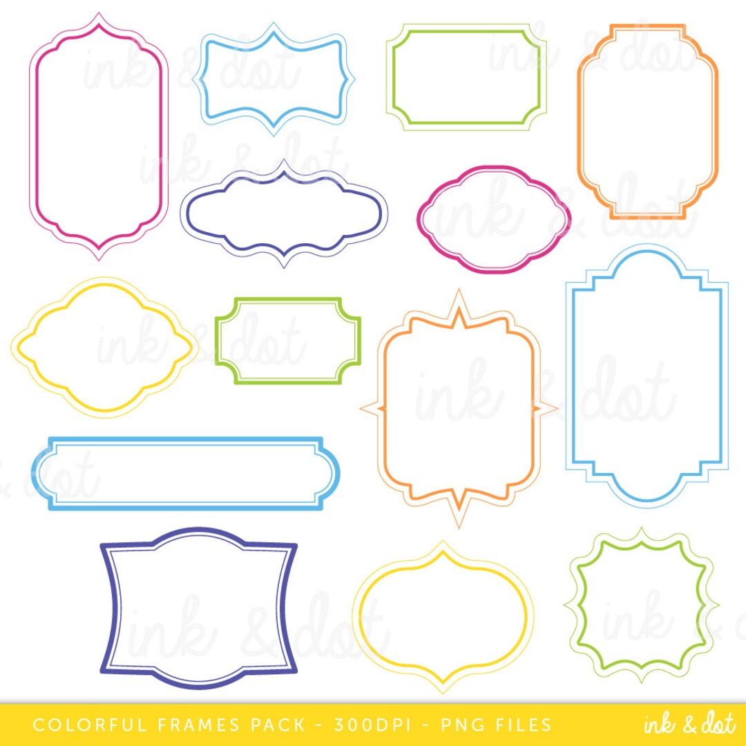 Rainbow Frames Clipart: Vintage Label Designs (digital Download) - Etsy