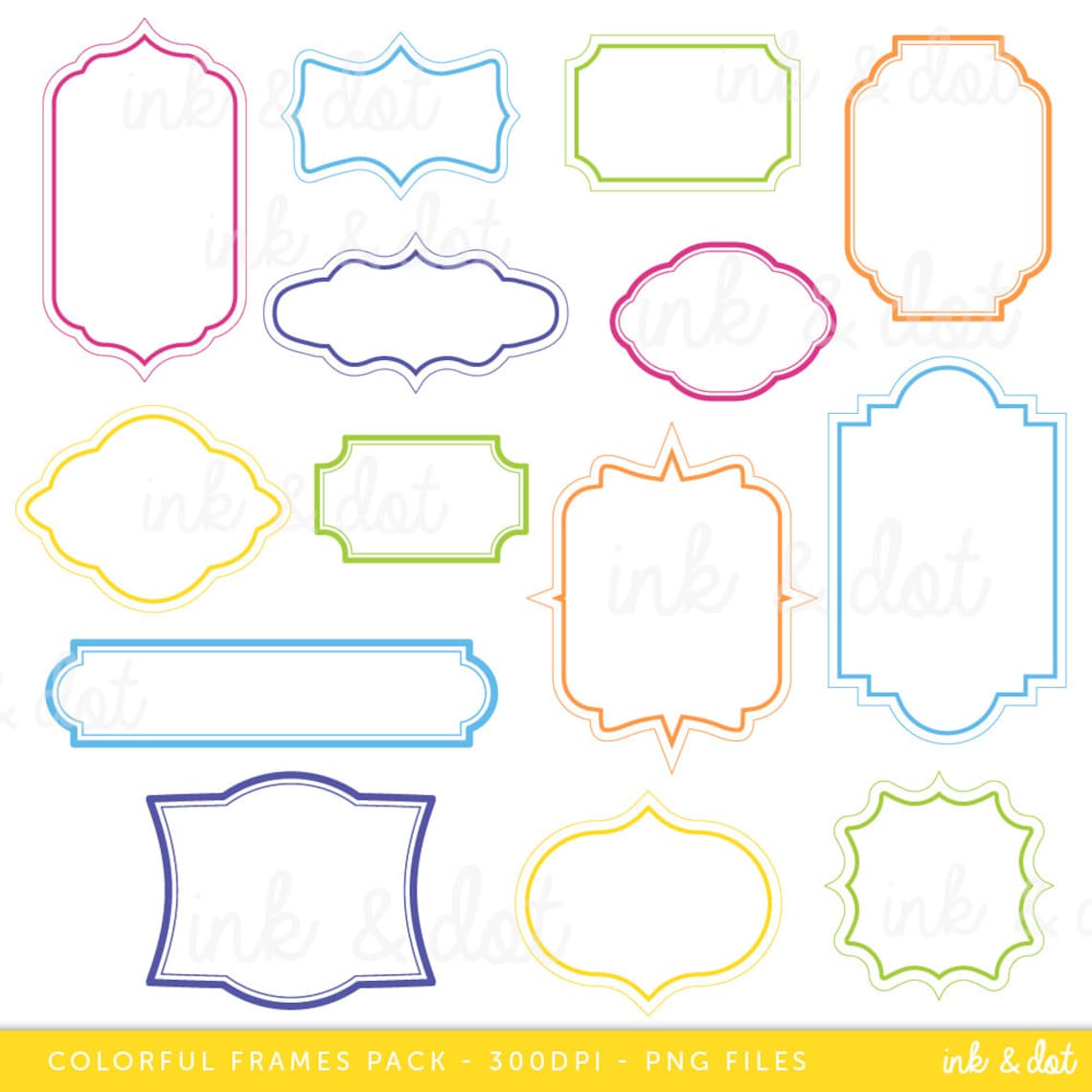 Colorful Frames, Borders Clipart, Rainbow, Vintage, Decorative, Borders ...