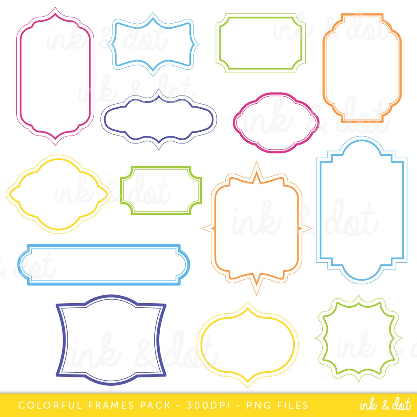 Colorful Frames, Borders Clipart, Rainbow, Vintage, Decorative, Borders ...
