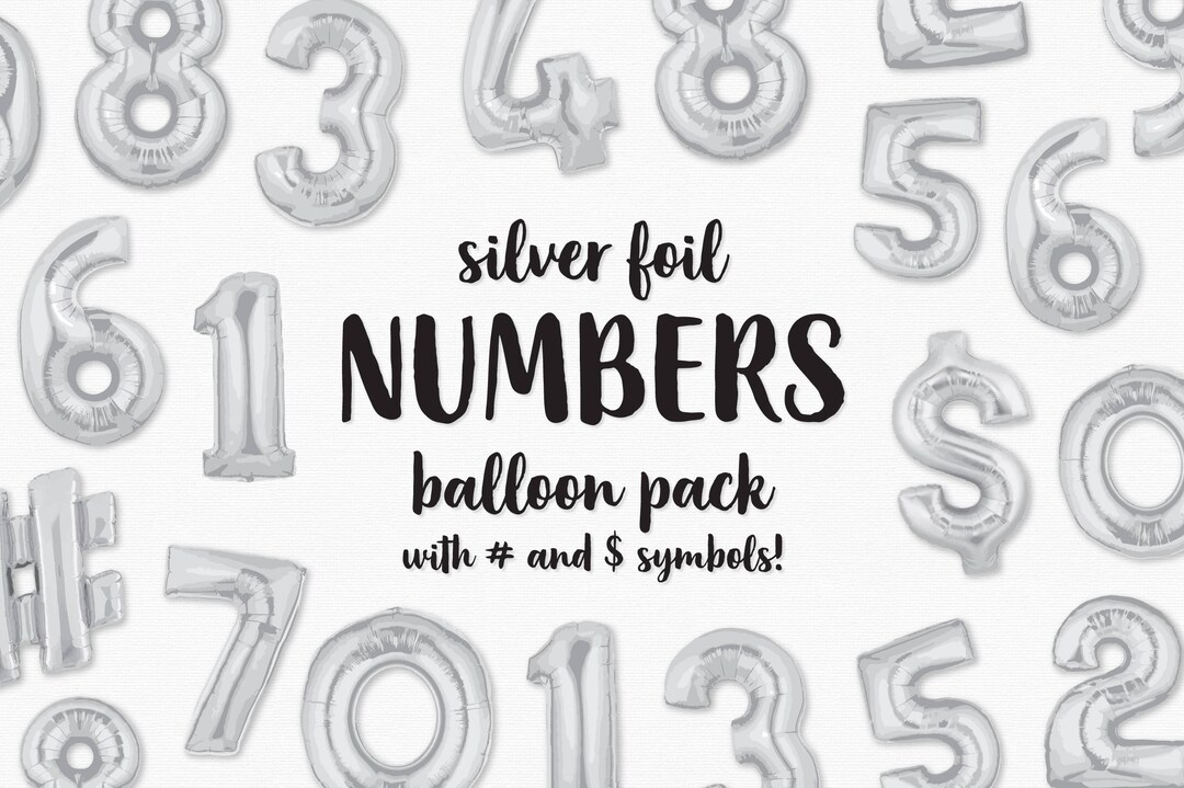 Silver Foil Balloon Numbers Clip Art - Silver Numbers - Balloon Party ...