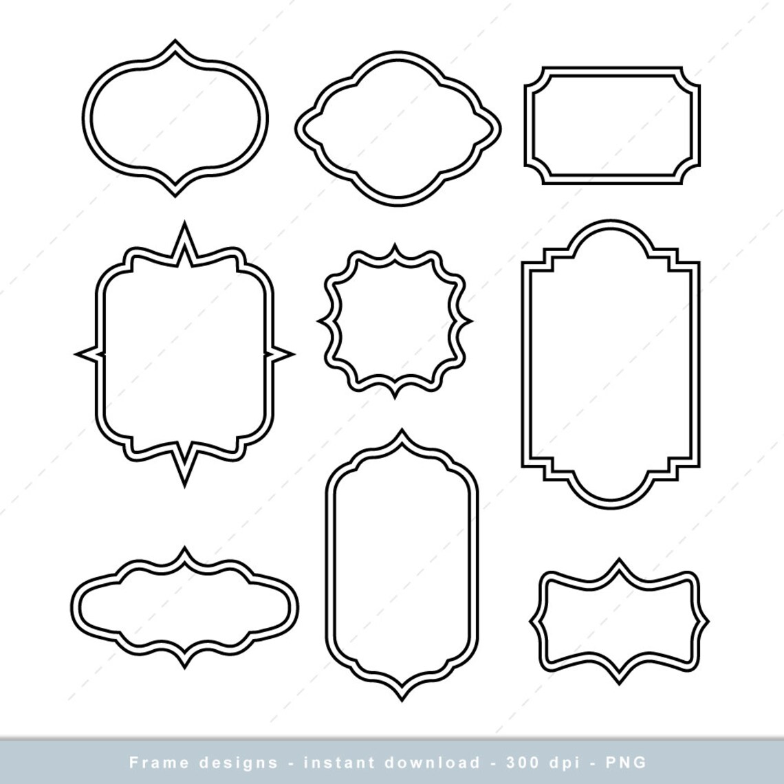 Frame Clip Art, Simple Frame Digital Clipart, Vintage Frames, Cute ...