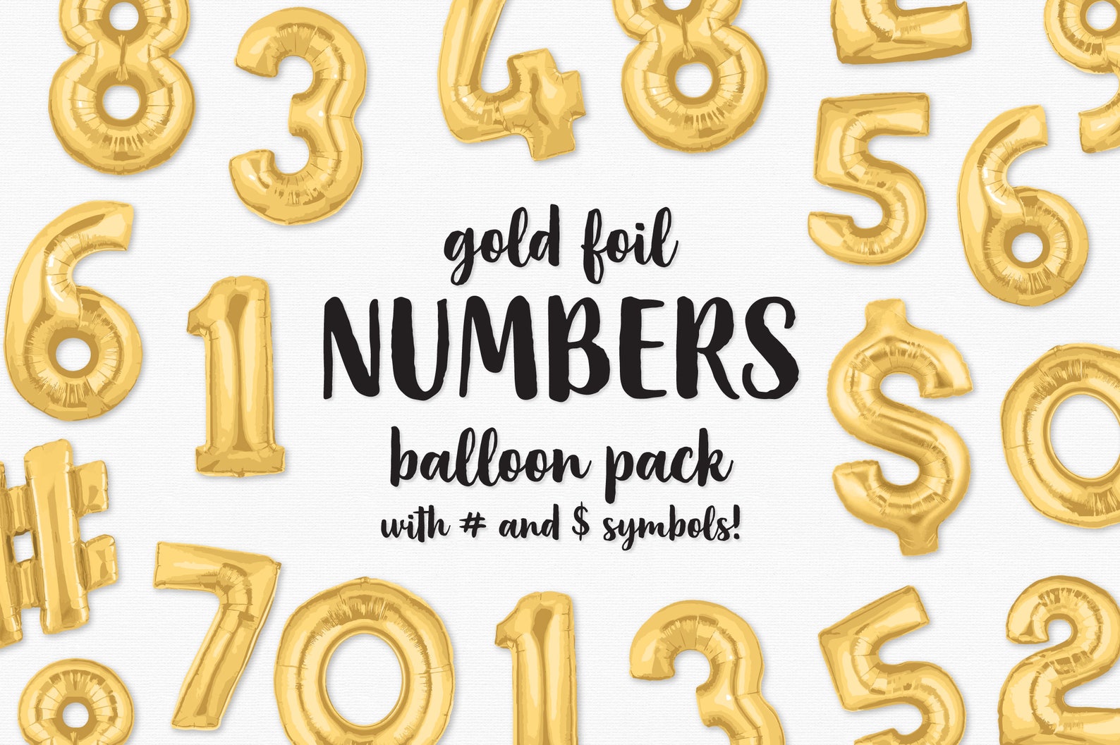 Gold Foil Balloon Numbers Clip Art - Gold Numbers - Invitation 1st 2nd ...