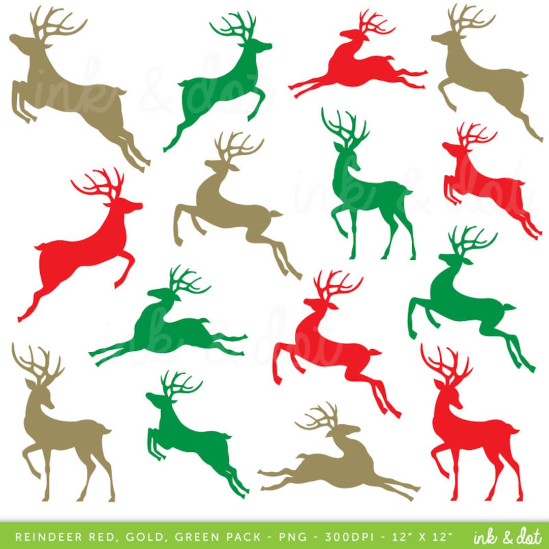 Reindeer Clip Art, Deer Digital Clipart, Festive Christmas, Xmas ...