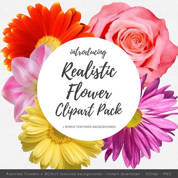 Realistic Flowers Clip Art - Etsy