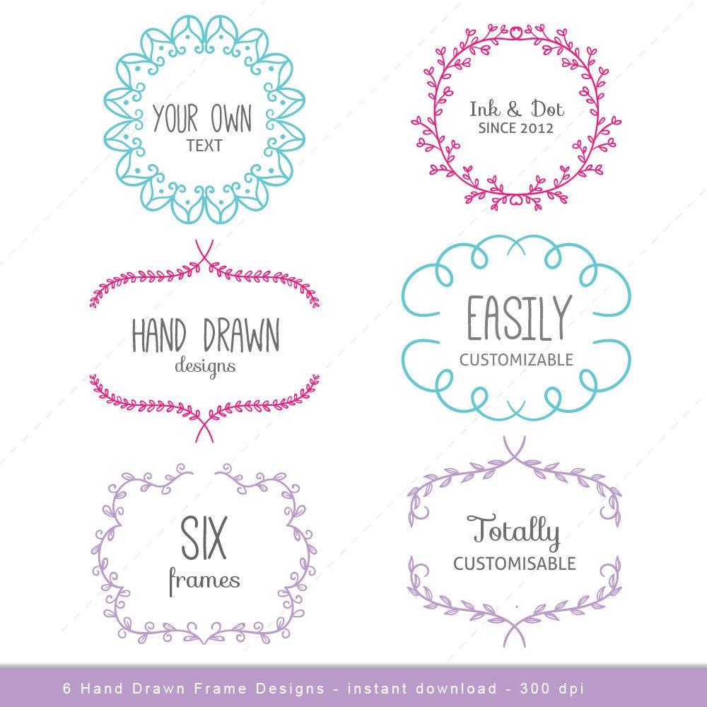 Cute Doodle Frames Clip Art Digital Frame Clipart Cute - Etsy Australia