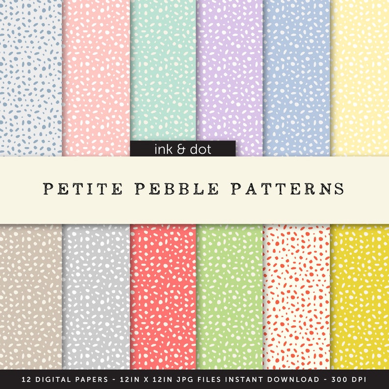 Petite Pebble Patterns Digital Paper - Small Pattern Digital Paper Pack ...
