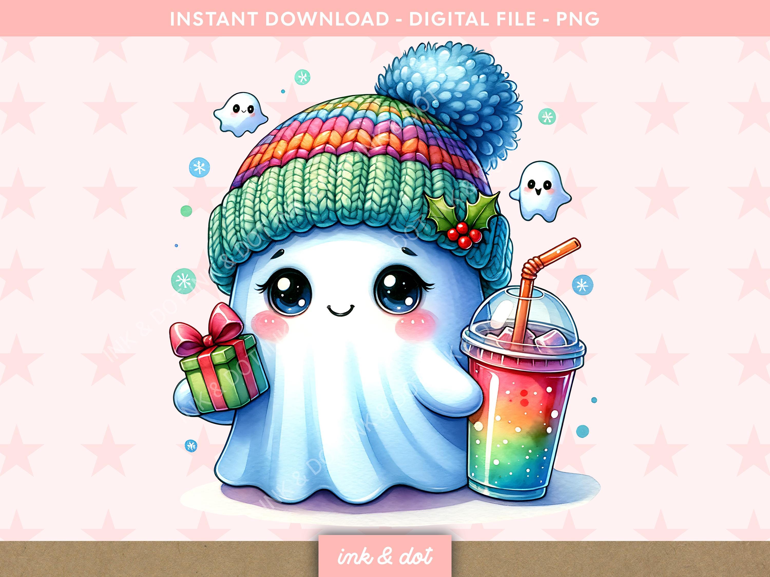 Cute Ghost Png, Ghost Png, Christmas Ghost, Festive Ghost PNG, Coffee ...