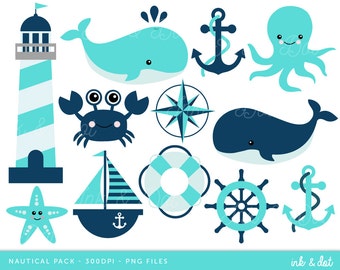 Nautical Clipart Sailor Theme Digital Images UZ586 - Etsy
