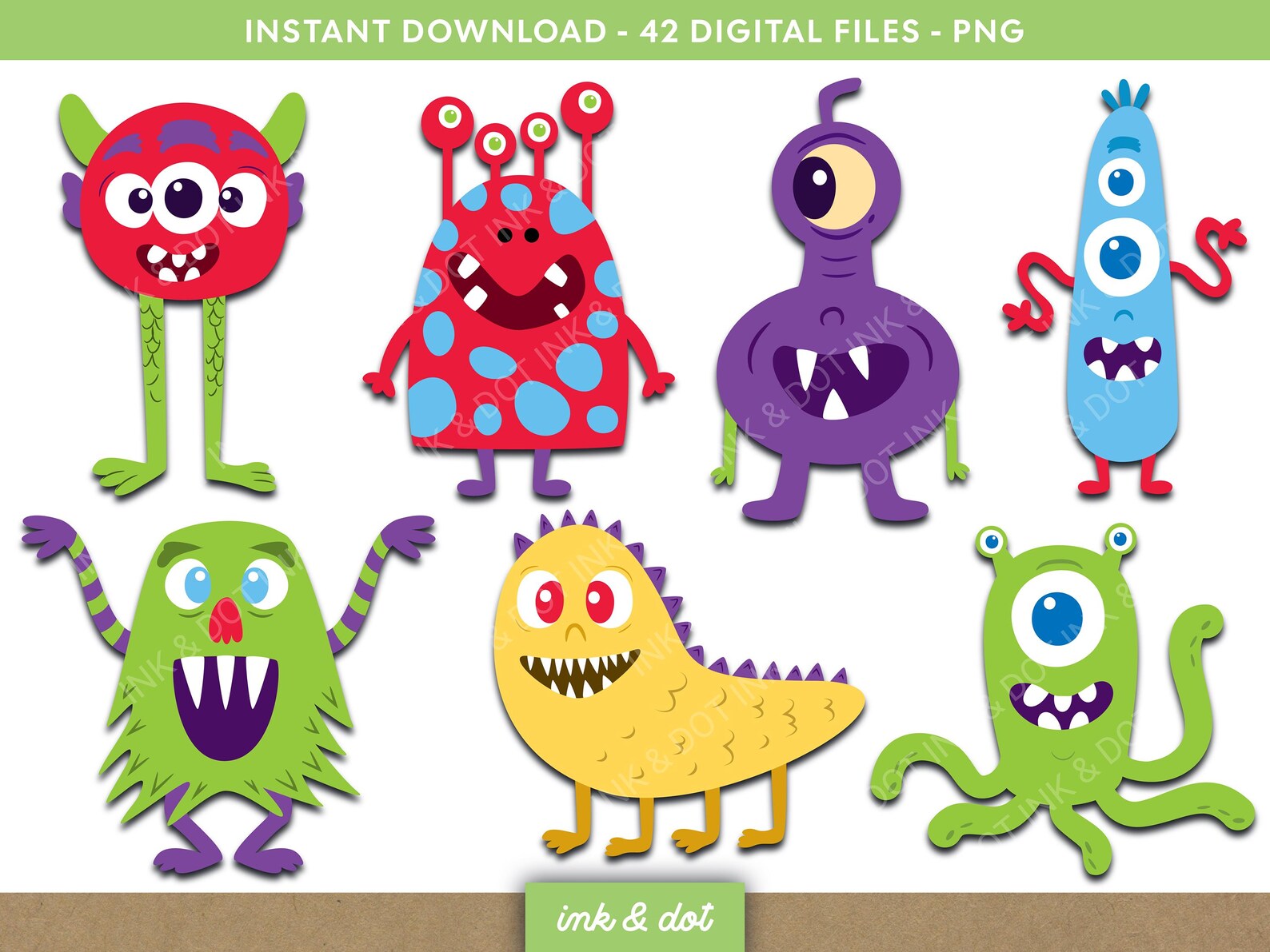Monsters Clip Art, Boys Birthday Party, Aliens Clipart, Blue, Green ...