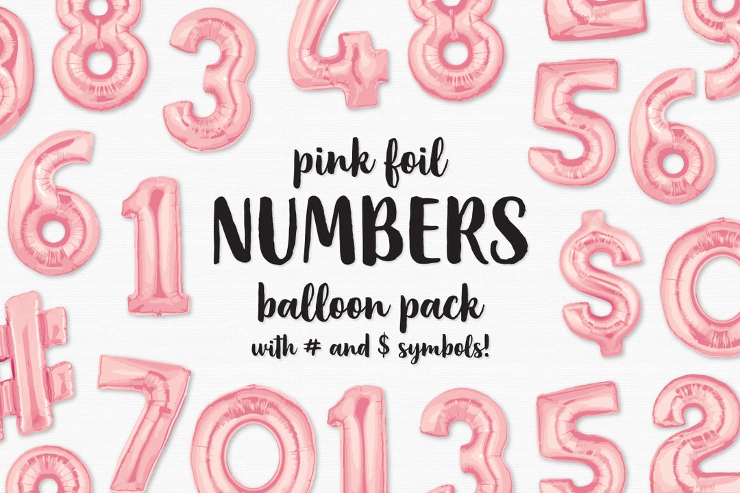 Pink Foil Balloon Numbers Clip Art - Pink Numbers - Balloon Party ...