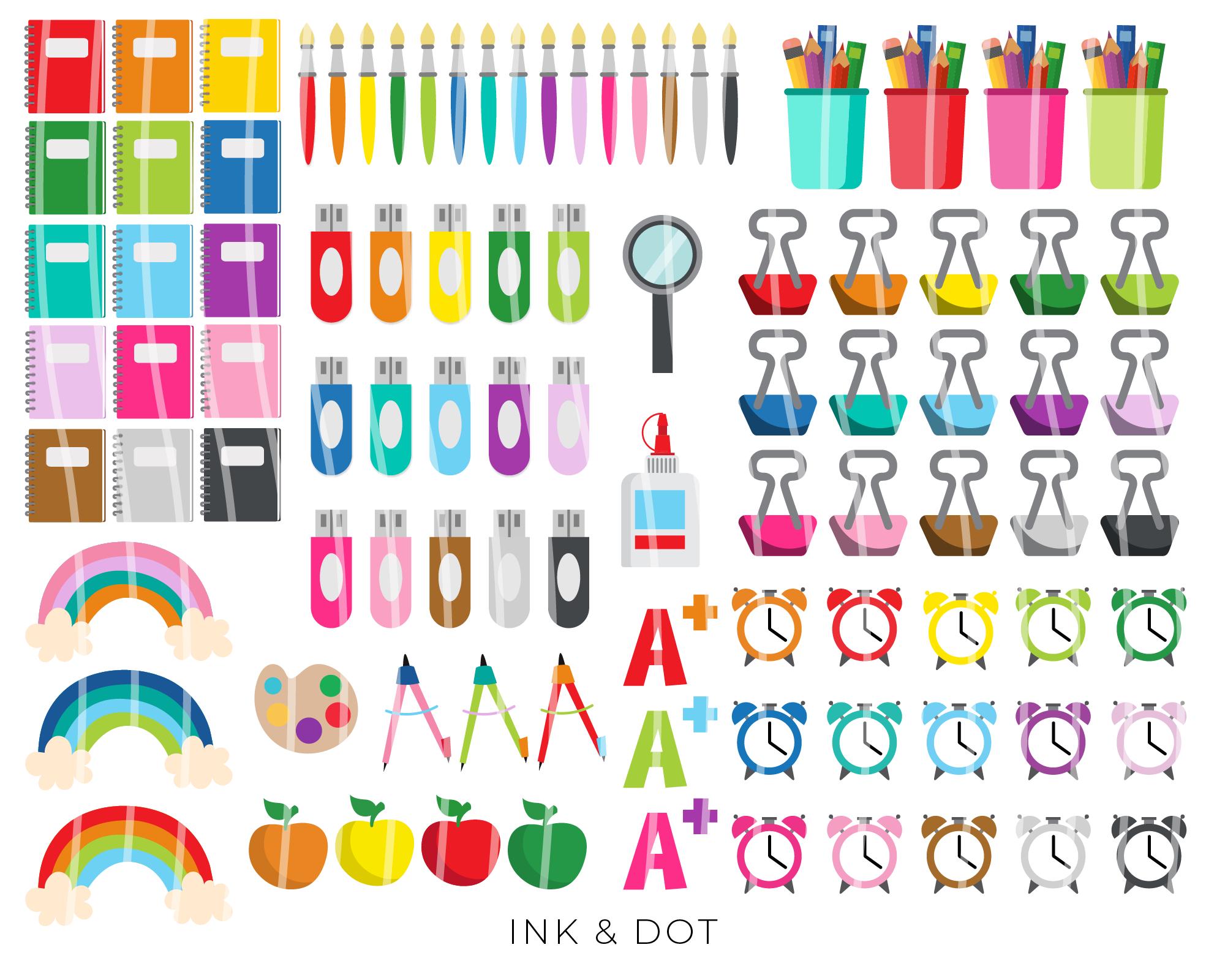 Back to School Clipart Bundle, Classroom Supplies Clipart, Teacher ...