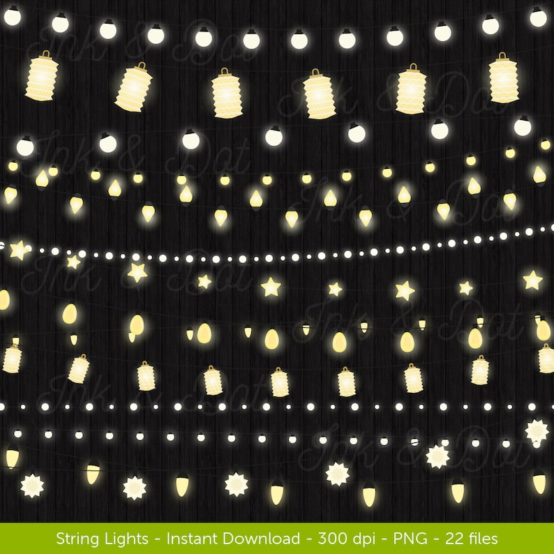 Lights Clip Art, String Lights, Fairy Lights, Scrapbooking Lights ...