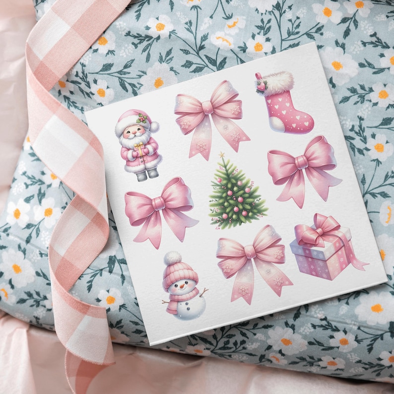 Coquette Bows Christmas Clip Art, Cute Coquette, Christmas Collage Png ...