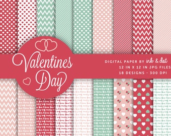 Pink Hearts Digital Paper valentines Day - Etsy