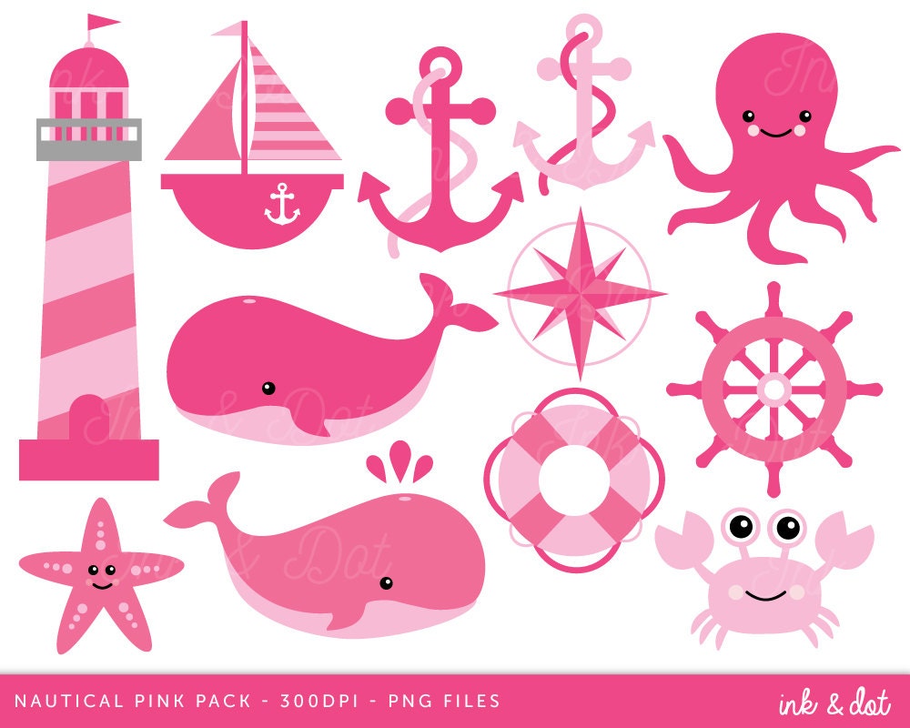 Nautical Clip Art, Ocean Clipart, Whale Clipart, Nautical Ocean Beach ...