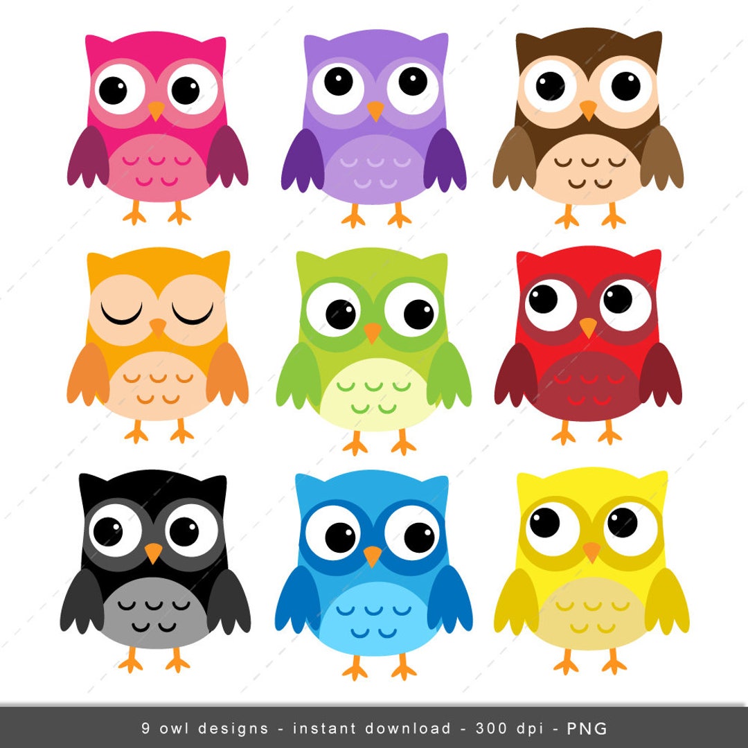 Owl Clip Art, Owls Digital Owl Clipart, Scrapbook Supplies, Cute, Sweet ...