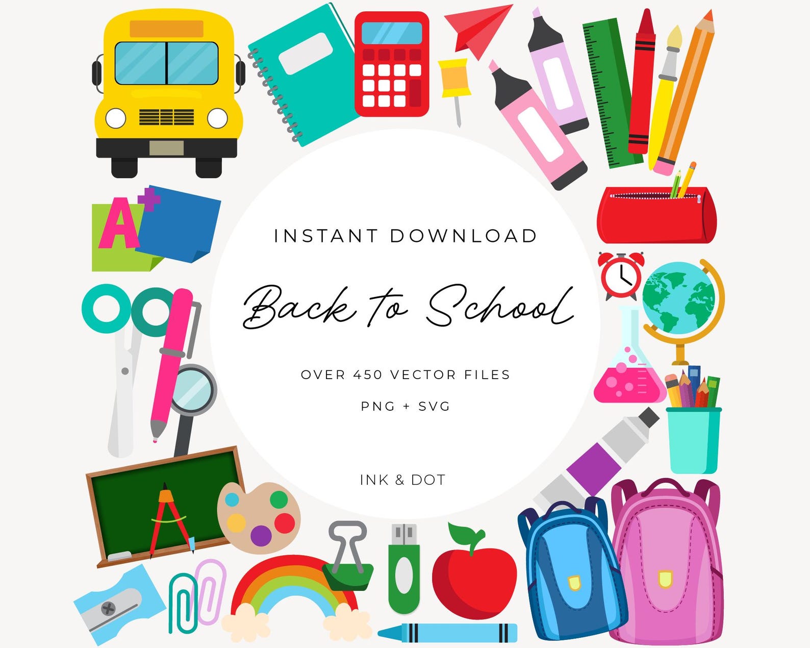 Back to School Clipart Bundle, Classroom Supplies Clipart, Teacher ...