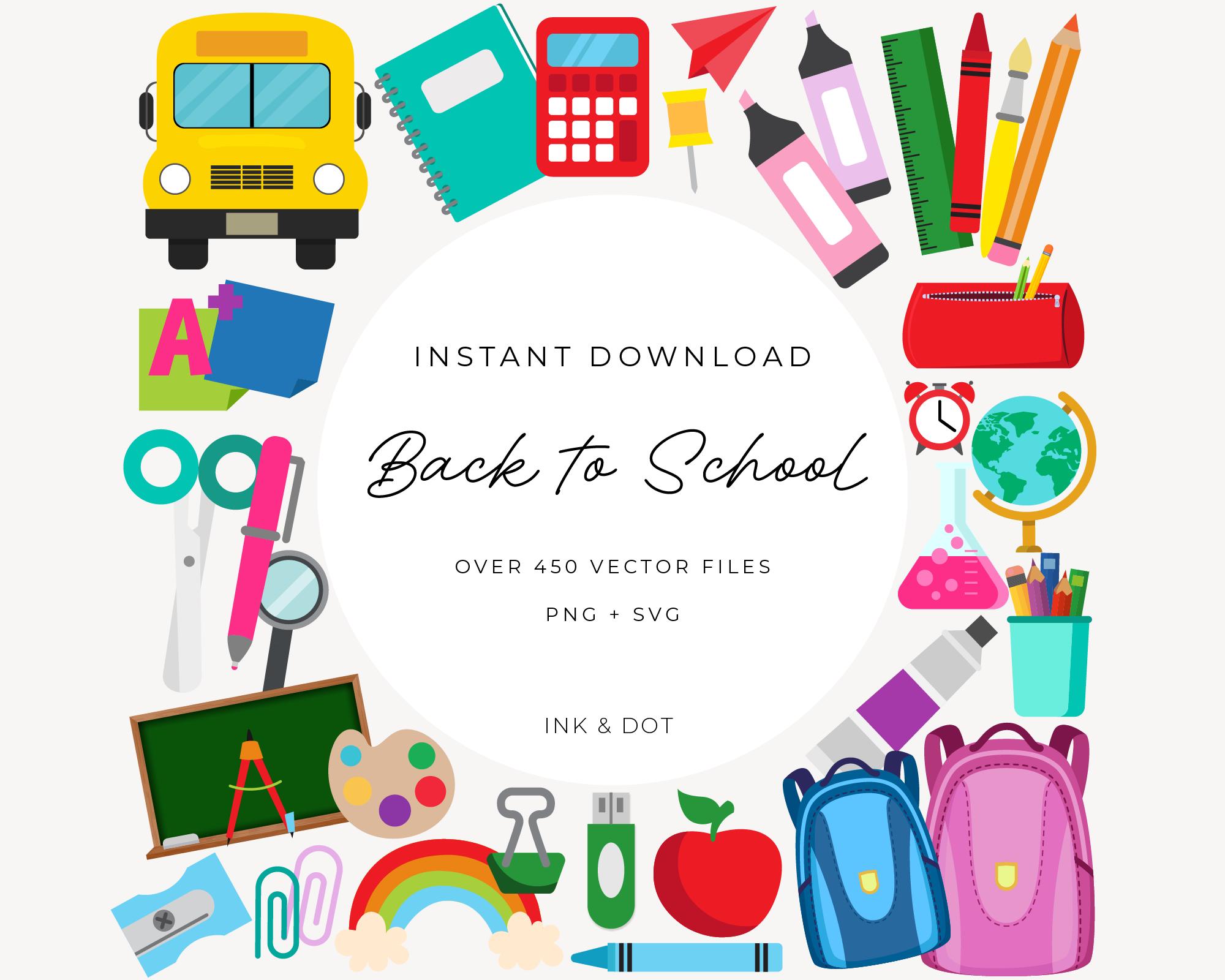 Back to School Clipart Bundle, Classroom Supplies Clipart, Teacher ...