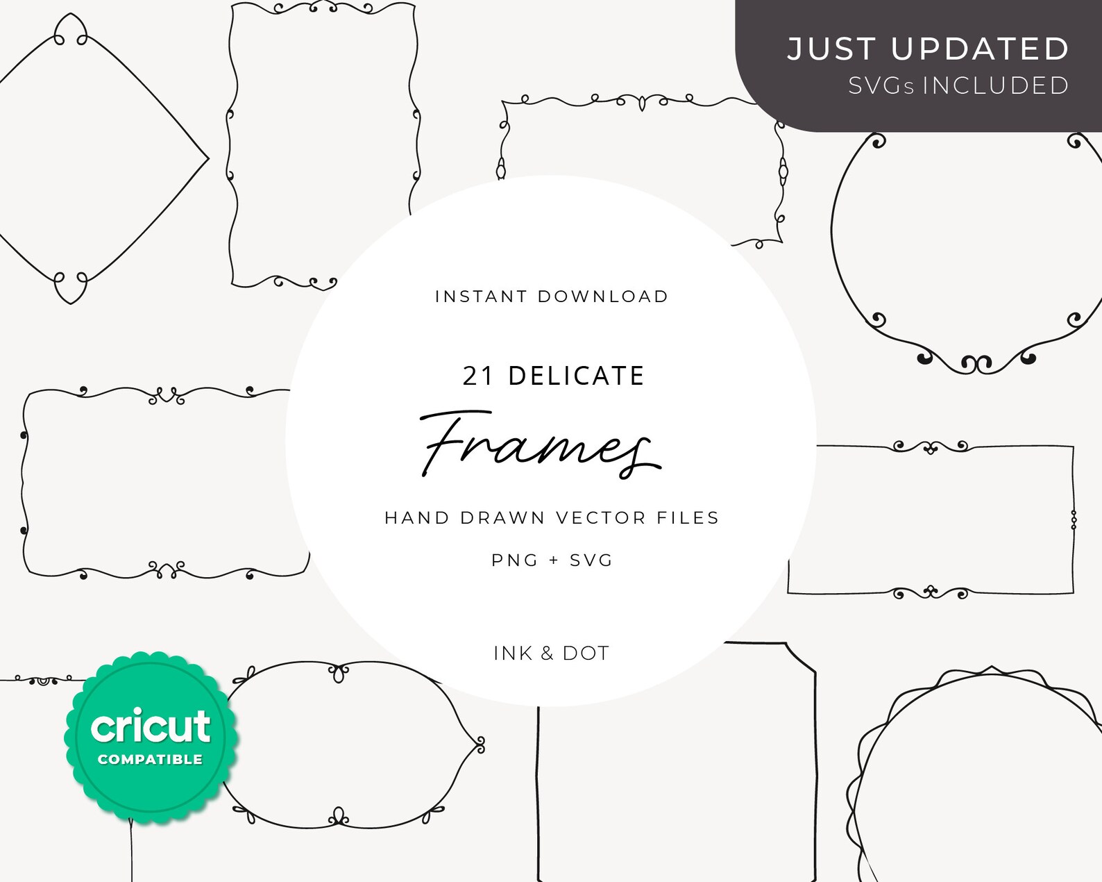 Delicate Frames Clip Art: Wedding Invitation Label Borders (PNG, SVG ...