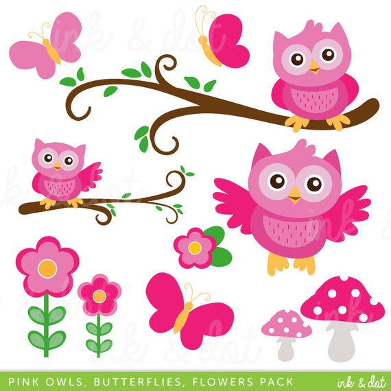 Cute Pink Owl Clip Art