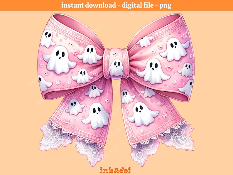 Cute Ghost Bow Png, Ghost Bow Png, Halloween Png, Halloween Clipart ...
