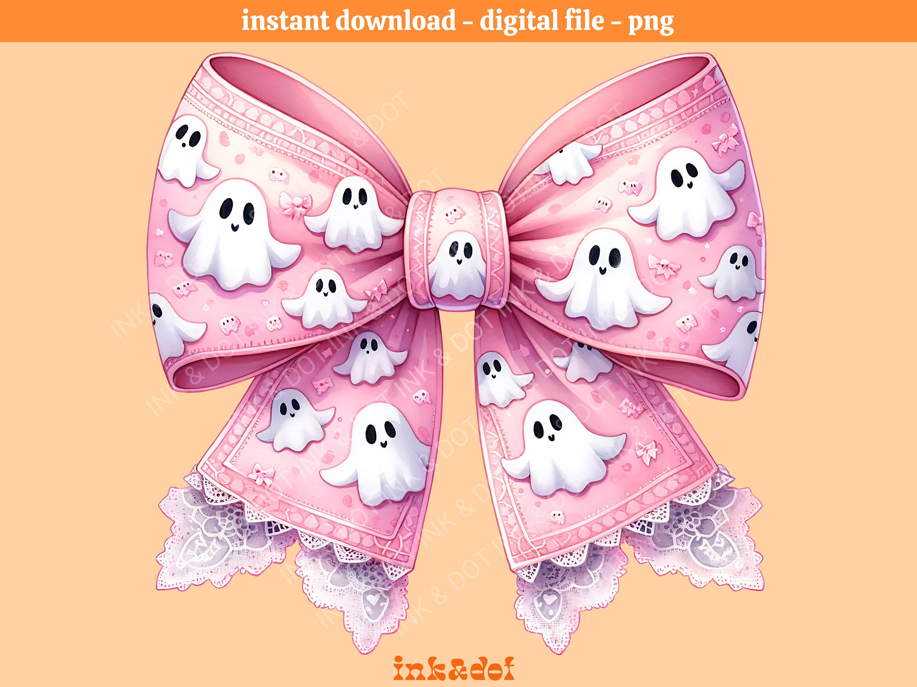 Cute Ghost Bow Png, Ghost Bow Png, Halloween Png, Halloween Clipart ...