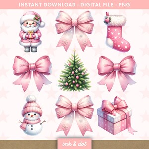 Coquette Bows Christmas Clip Art, Cute Coquette, Christmas Collage Png ...