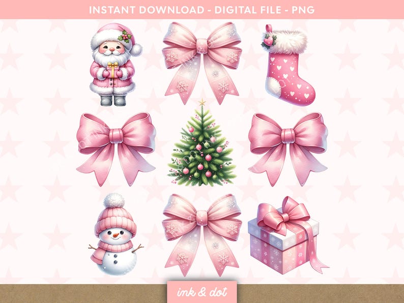 Coquette Bows Christmas Clip Art, Cute Coquette, Christmas Collage Png ...