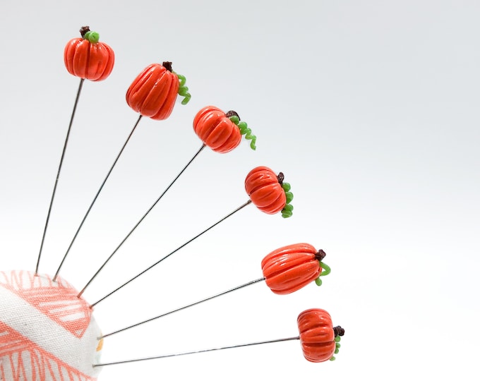 3 or 6 Pc Fall Pumpkin Decorative Sewing Pins, Hand Sculpted From ...