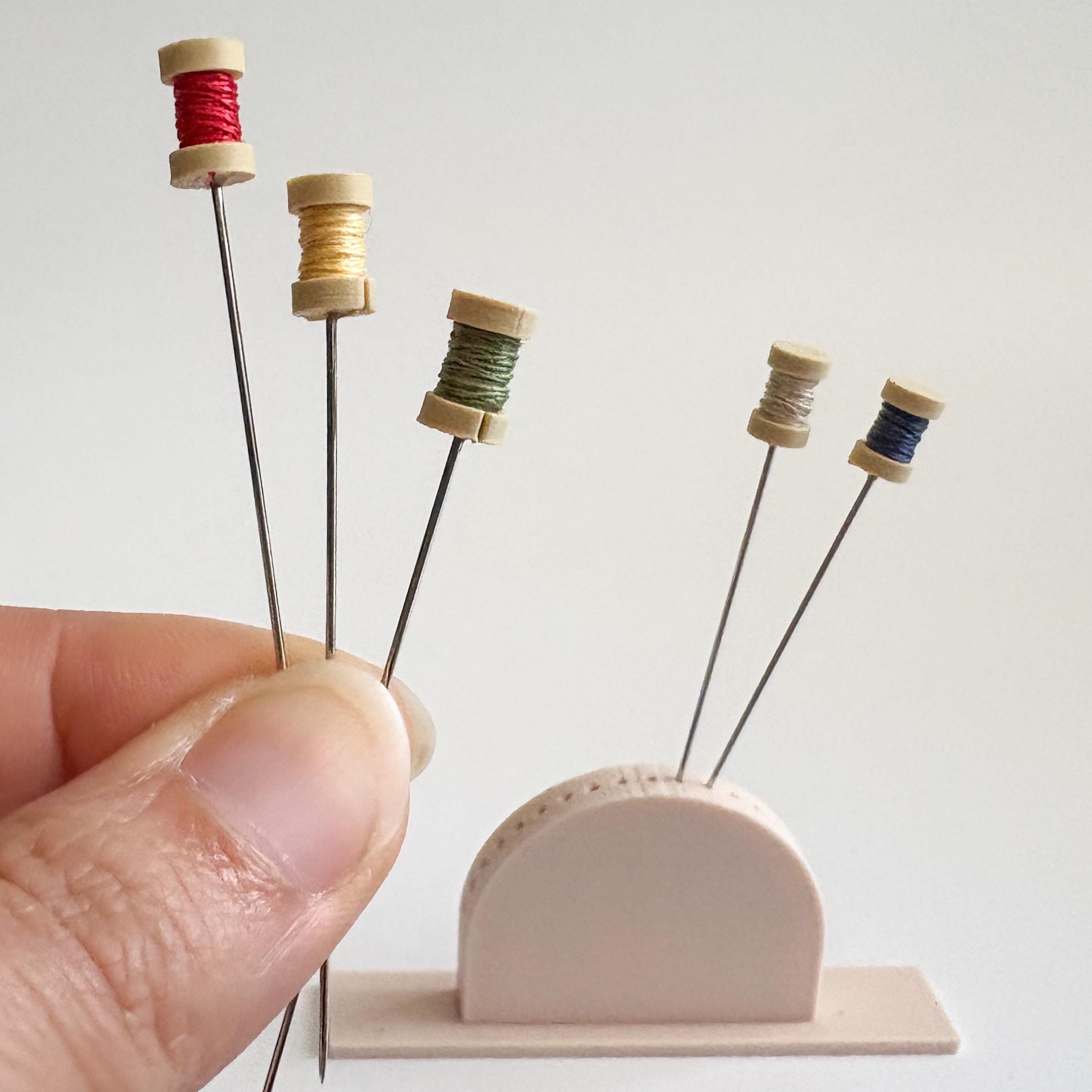 Mini Thread Spool Sewing Pins, Muted Colors, Primative Pincushion Pins ...