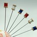 6 Pc Mini Thread Spool Sewing Pins Red White & Blue, Decorative Sewing ...