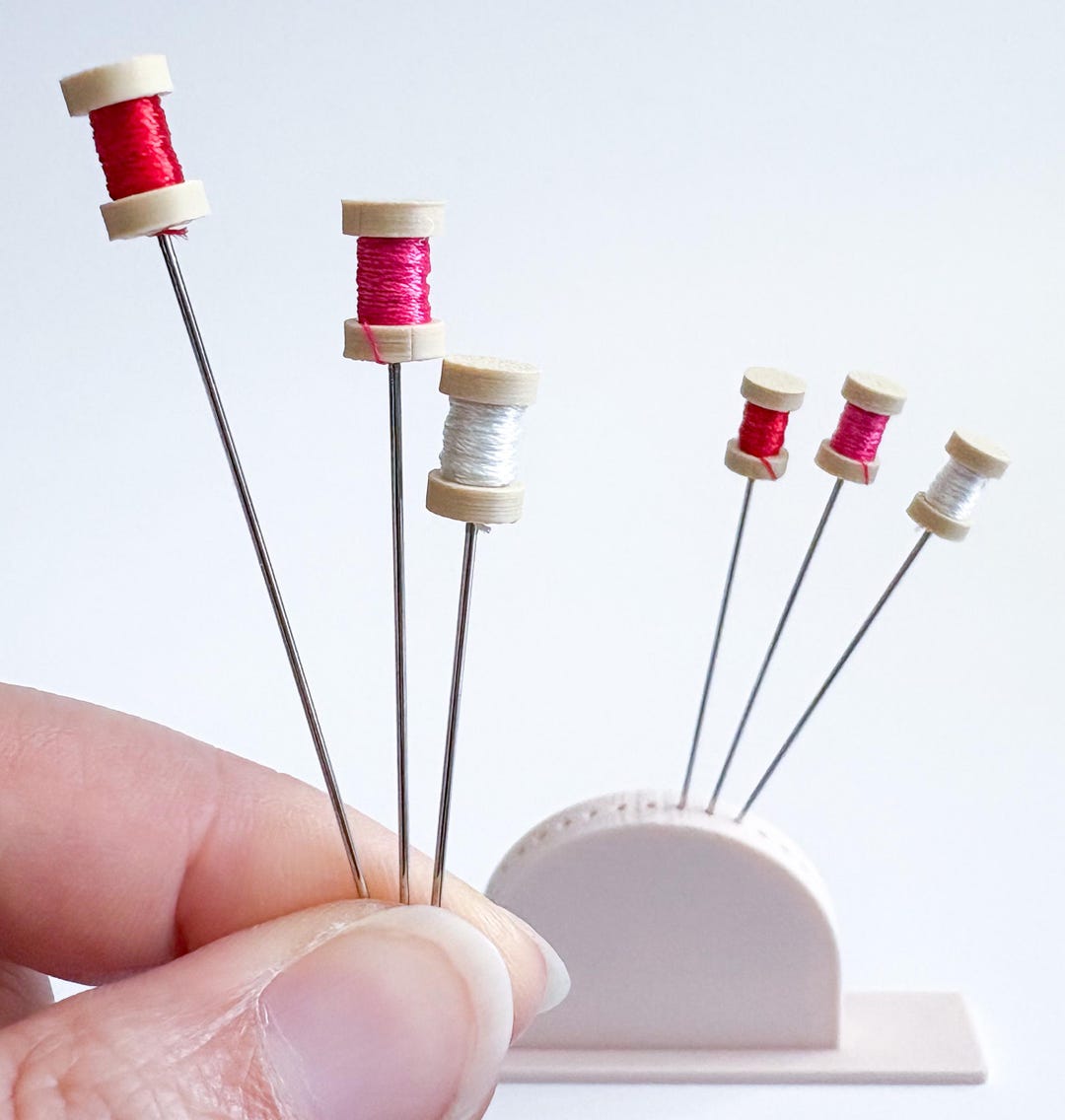 6 Pc Thread Spool Decorative Sewing Pins, Red, Pink, White, Valentine ...