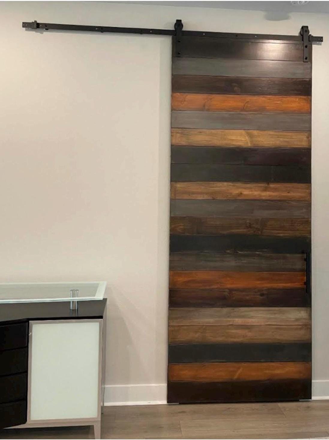Custom Horizontal Plank Sliding Barn Door, Multi-stained - Etsy