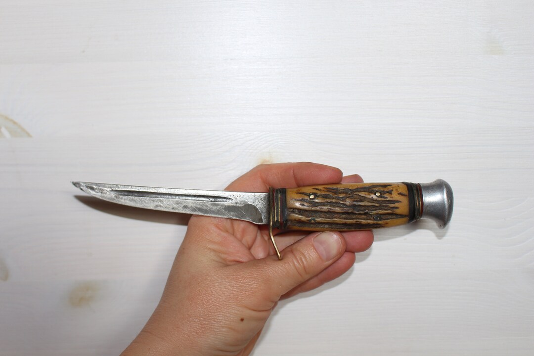 Vintage German Solingen Knife Outdoor Hunting Knife Horn Handle Puukko ...