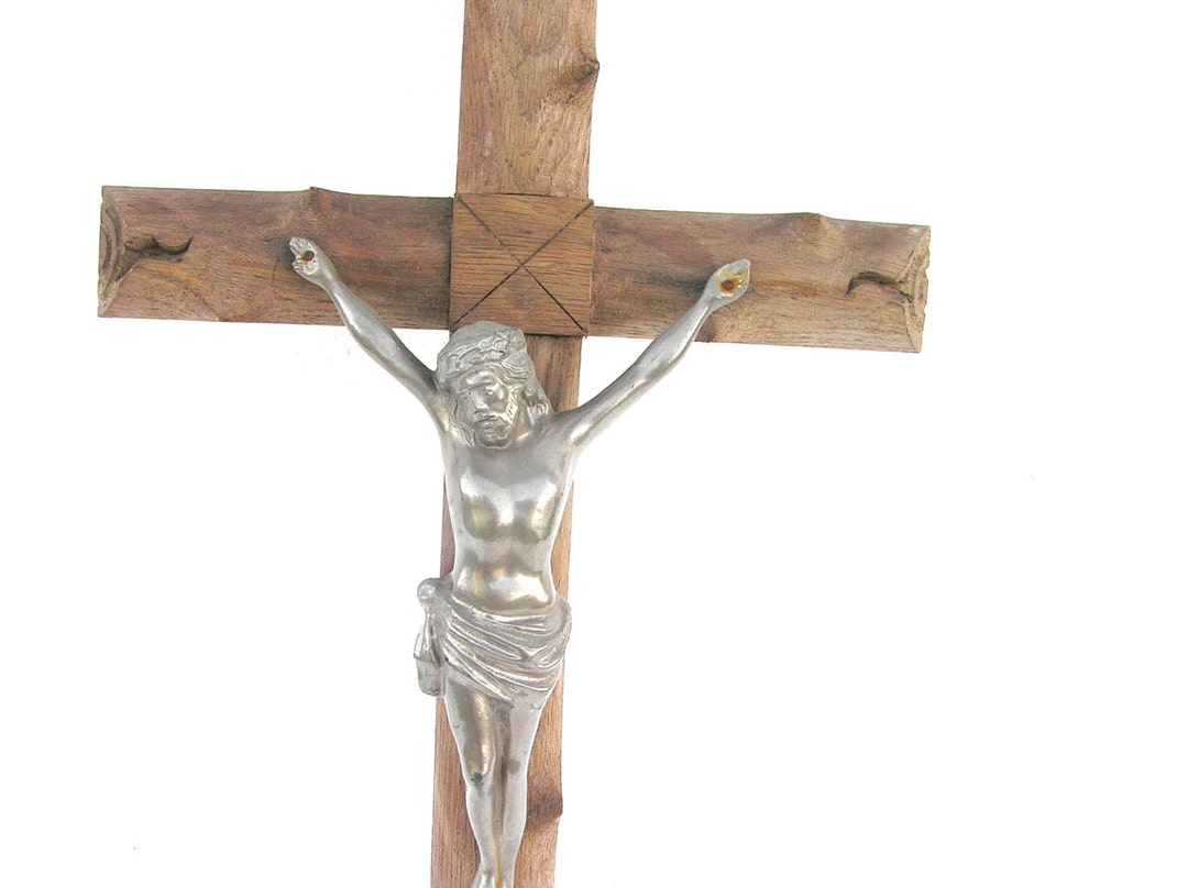 Antique Cross Jesus on Cross Religious Wall Hanging Large Wooden Cross ...