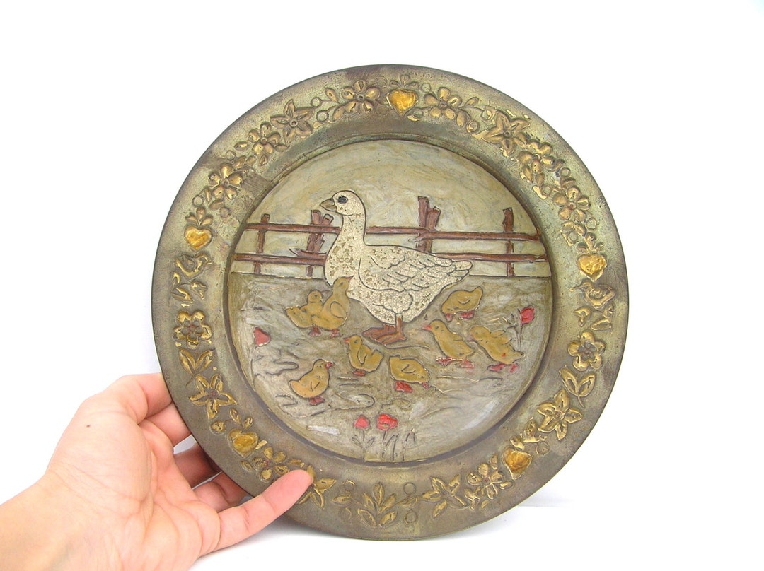 Antique Wall Plate Goose Wall Plate Rustic Farmhouse Decor Handpainted ...