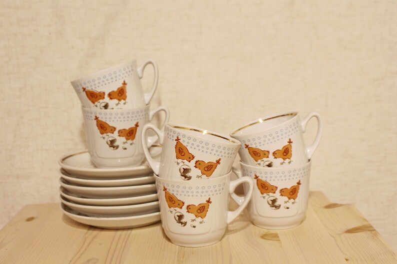 Easter Mocca Cups With Saucers SET OF 6 Vintage Espresso Set - Etsy