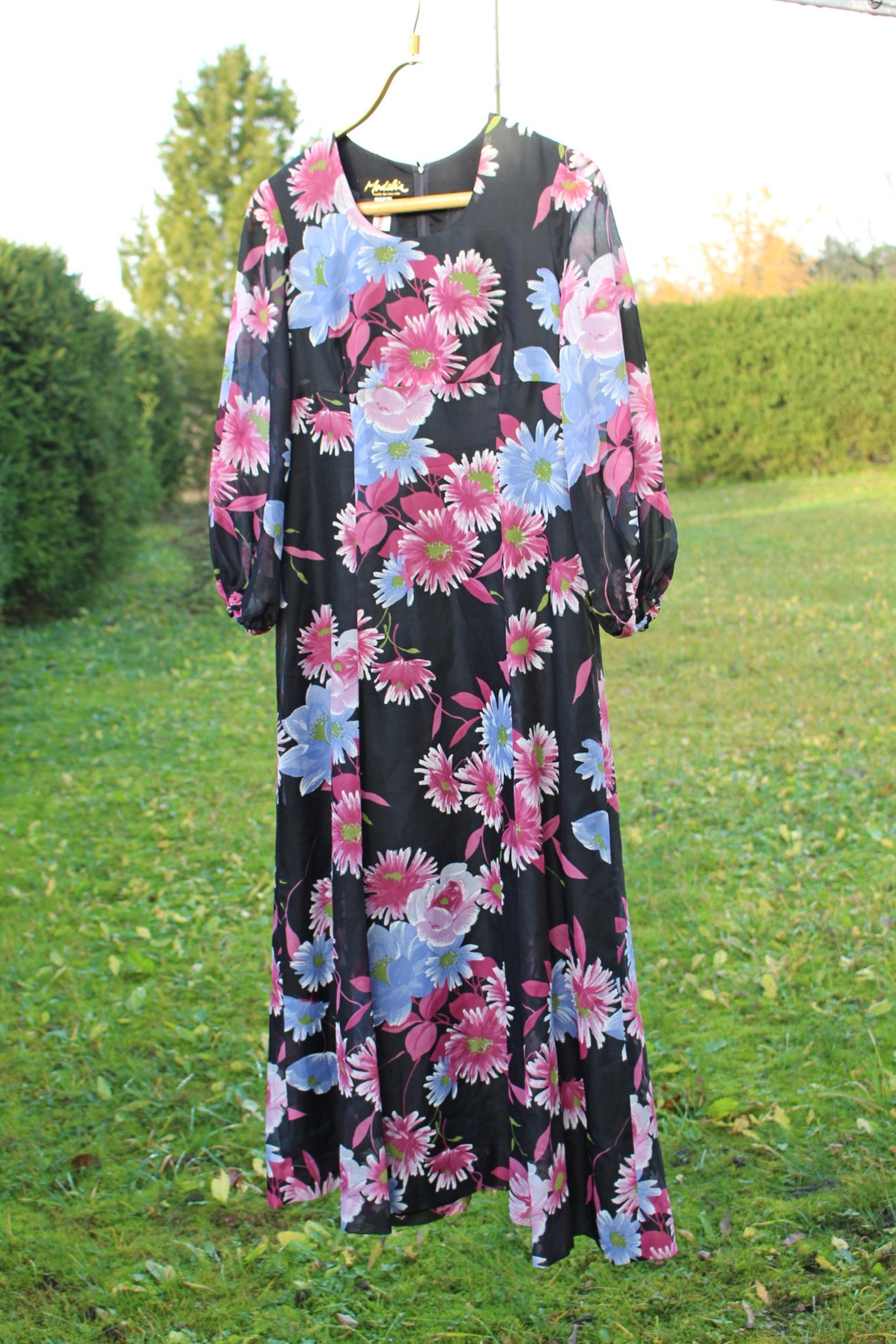 Vintage Summer Dress M Floral Summer Dress Maxi Dress Boho - Etsy