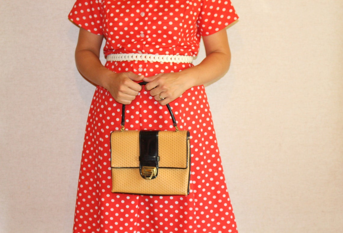 Vintage Handbag Small Retro Handbag Beige Cocktail Bag Retro - Etsy UK