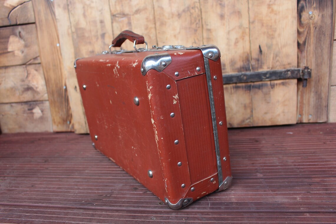 Soviet vintage suitcase Luggage bag Soviet suitcase 50s Rustic | Etsy